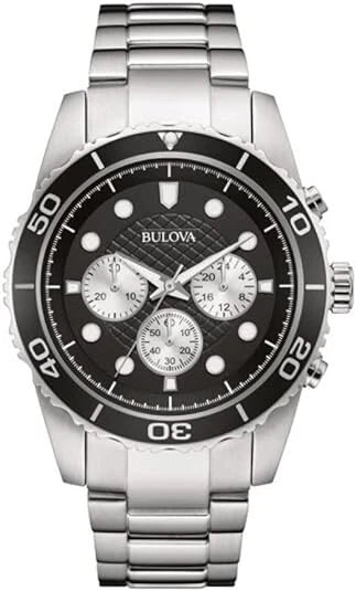 BULOVA Black Dial Chronograph Stainless Steel Men's Watch 98A154 ...